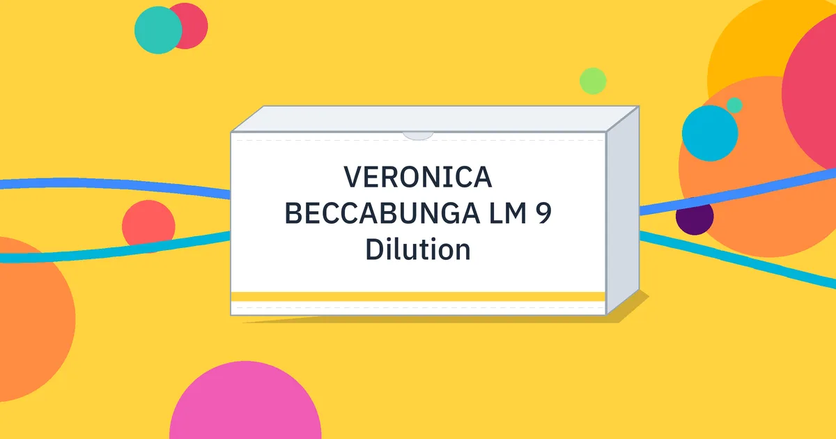 Symbolbild: Packung mit der Aufschrift VERONICA BECCABUNGA LM 9 Dilution (PZN 13268891) – Verfügbarkeit und Bezug in Apotheken in Frankfurt am Main