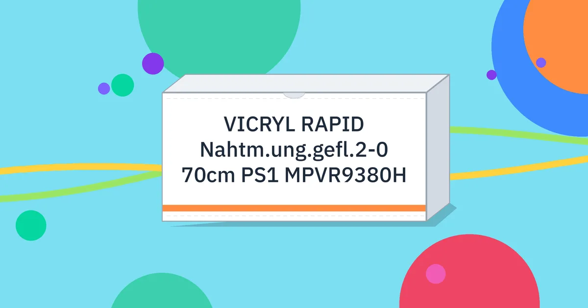 Symbolbild: Packung mit der Aufschrift VICRYL RAPID Nahtm.ung.gefl.2-0 70cm PS1 MPVR9380H (PZN 20913547) – Verfügbarkeit und Bezug in Apotheken in Frankfurt am Main
