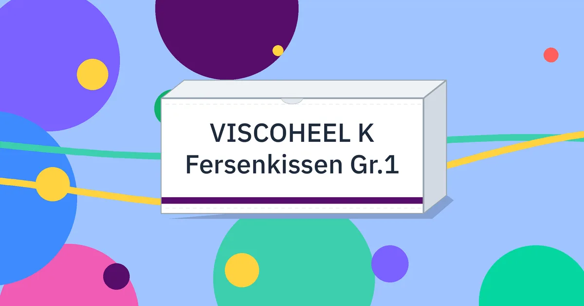 Symbolbild: Packung mit der Aufschrift VISCOHEEL K Fersenkissen Gr.1 (PZN 01286932) – Verfügbarkeit und Bezug in Apotheken in Frankfurt am Main