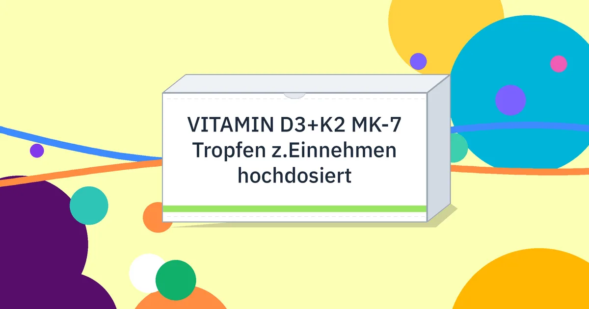 Symbolbild: Packung mit der Aufschrift VITAMIN D3+K2 MK-7 Tropfen z.Einnehmen hochdosiert (PZN 16702951) – Verfügbarkeit und Bezug in Apotheken in Frankfurt am Main