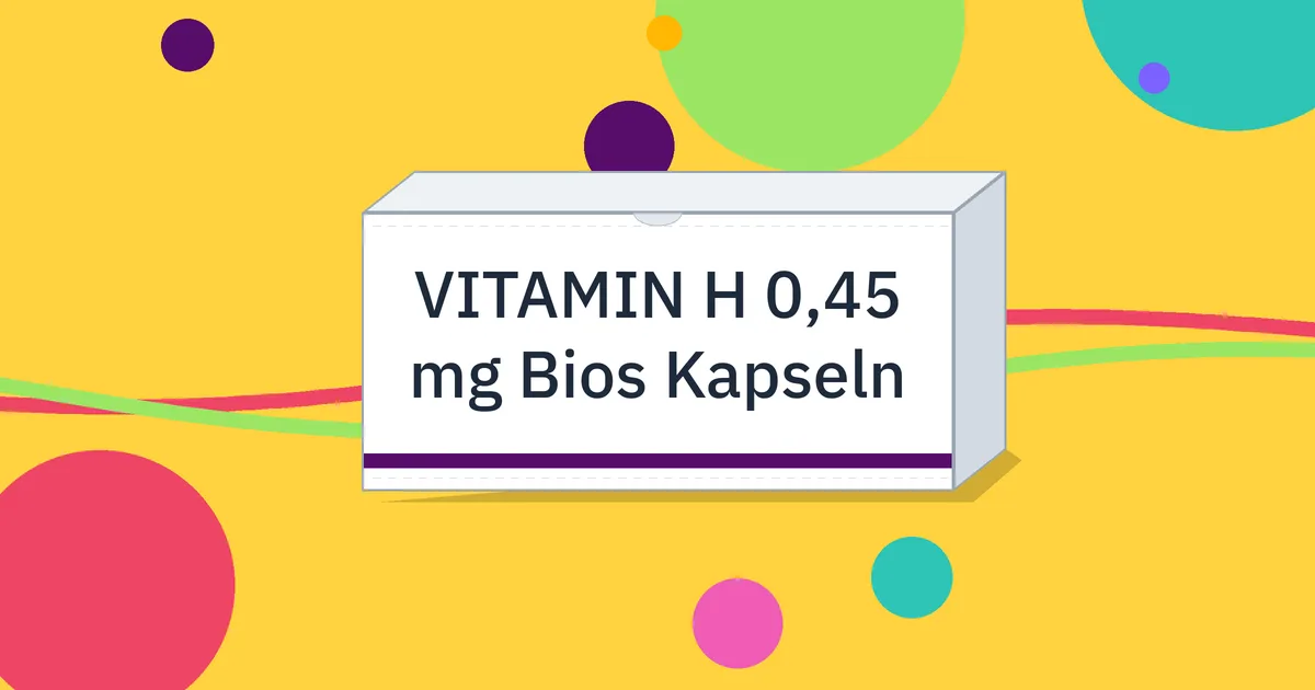 Symbolbild: Packung mit der Aufschrift VITAMIN H 0,45 mg Bios Kapseln (PZN 09748668) – Verfügbarkeit und Bezug in Apotheken in Frankfurt am Main