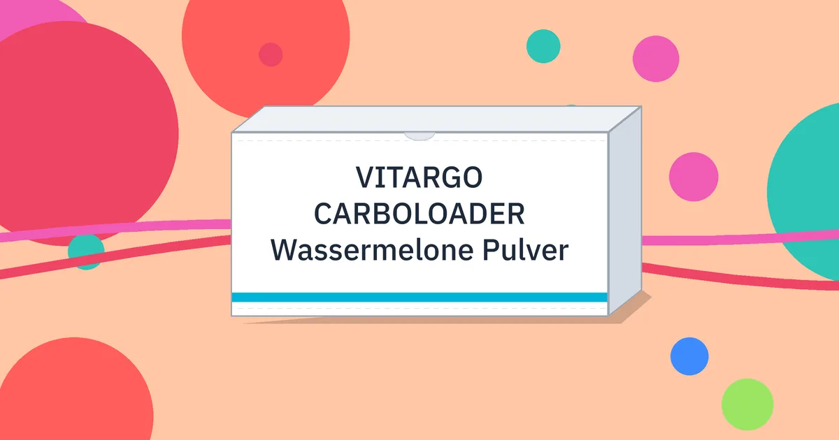 Symbolbild: Packung mit der Aufschrift VITARGO CARBOLOADER Wassermelone Pulver (PZN 11686704) – Verfügbarkeit und Bezug in Apotheken in Frankfurt am Main