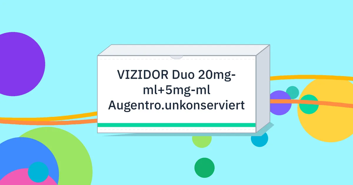 Symbolbild: Packung mit der Aufschrift VIZIDOR Duo 20mg-ml+5mg-ml Augentro.unkonserviert (PZN 19235131) – Verfügbarkeit und Bezug in Apotheken in Frankfurt am Main
