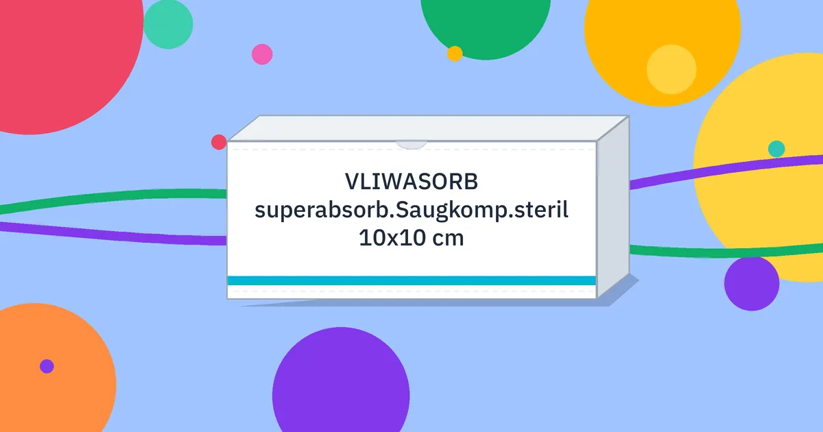 Symbolbild: Packung mit der Aufschrift VLIWASORB superabsorb.Saugkomp.steril 10x10 cm (PZN 20231492) – Verfügbarkeit und Bezug in Apotheken in Frankfurt am Main