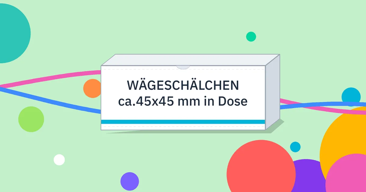 Symbolbild: Packung mit der Aufschrift WÄGESCHÄLCHEN ca.45x45 mm in Dose (PZN 14372395) – Verfügbarkeit und Bezug in Apotheken in Frankfurt am Main