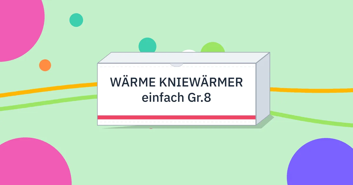 Symbolbild: Packung mit der Aufschrift WÄRME KNIEWÄRMER einfach Gr.8 (PZN 02446220) – Verfügbarkeit und Bezug in Apotheken in Frankfurt am Main