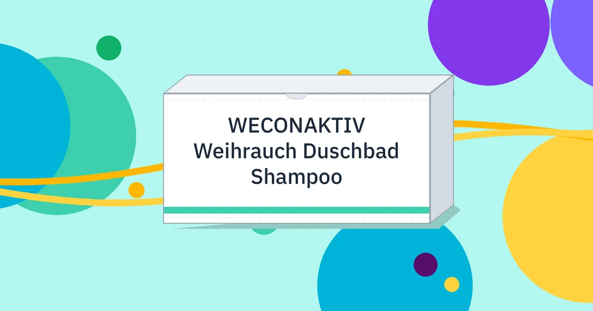 Symbolbild: Packung mit der Aufschrift WECONAKTIV Weihrauch Duschbad Shampoo (PZN 09727347) – Verfügbarkeit und Bezug in Apotheken in Frankfurt am Main