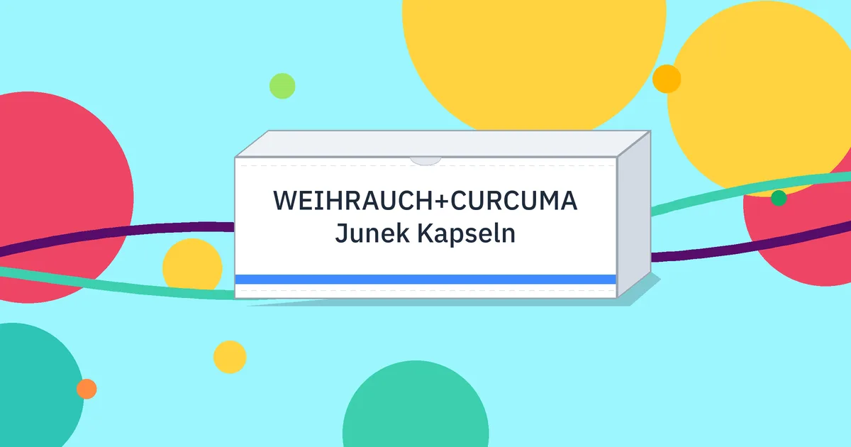 Symbolbild: Packung mit der Aufschrift WEIHRAUCH+CURCUMA Junek Kapseln (PZN 16571940) – Verfügbarkeit und Bezug in Apotheken in Frankfurt am Main