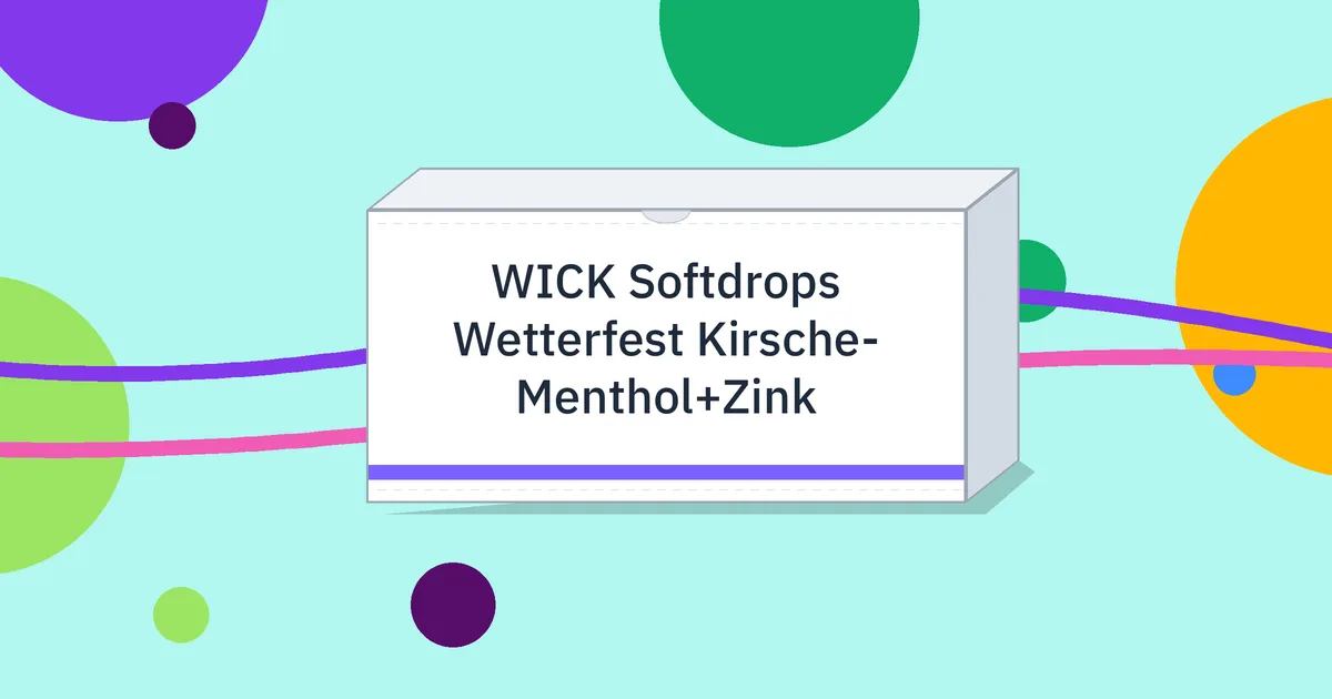 Symbolbild: Packung mit der Aufschrift WICK Softdrops Wetterfest Kirsche-Menthol+Zink (PZN 17386297) – Verfügbarkeit und Bezug in Apotheken in Frankfurt am Main