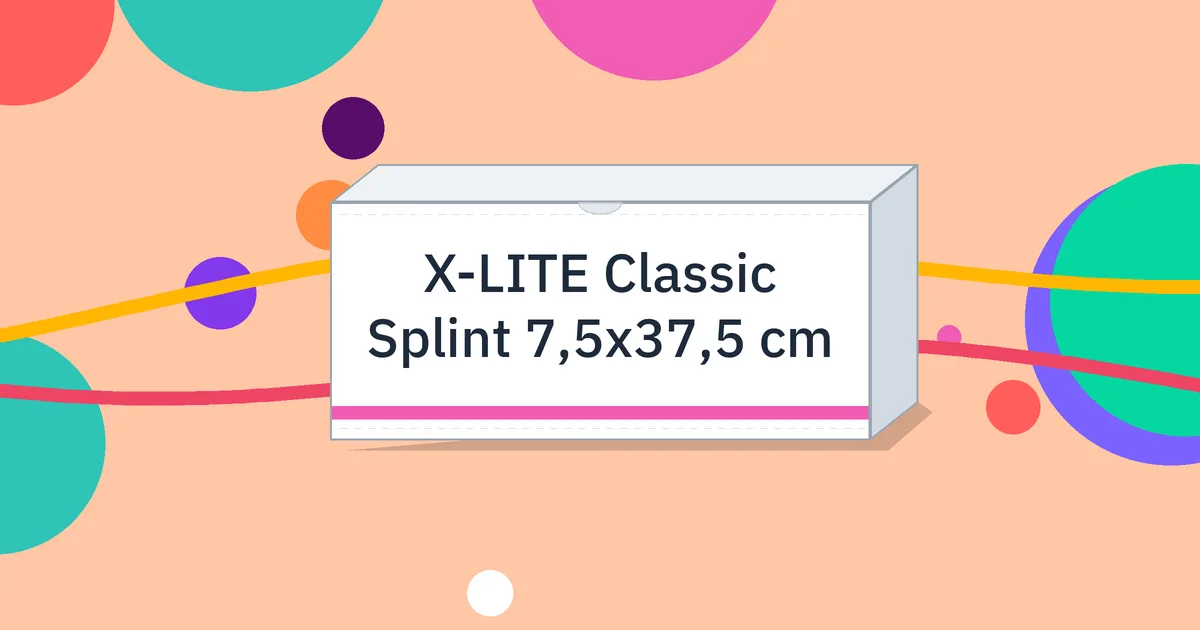 Symbolbild: Packung mit der Aufschrift X-LITE Classic Splint 7,5x37,5 cm (PZN 11188900) – Verfügbarkeit und Bezug in Apotheken in Frankfurt am Main