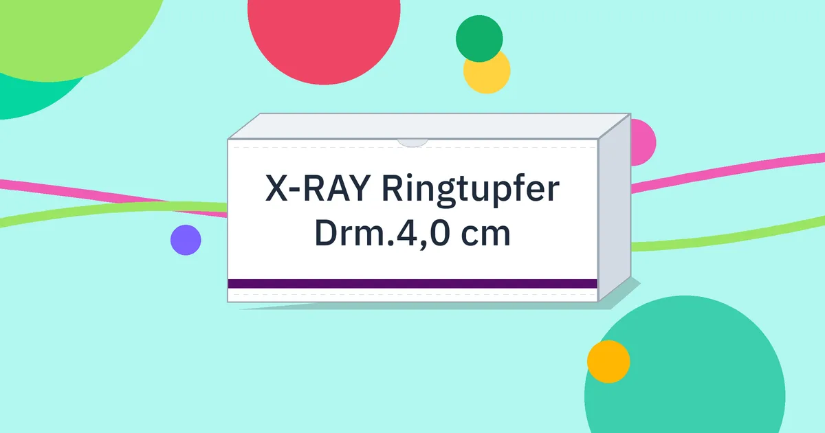 Symbolbild: Packung mit der Aufschrift X-RAY Ringtupfer Drm.4,0 cm (PZN 06607720) – Verfügbarkeit und Bezug in Apotheken in Frankfurt am Main