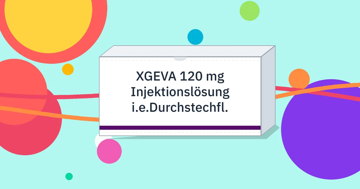 Symbolbild: Packung mit der Aufschrift XGEVA 120 mg Injektionslösung i.e.Durchstechfl. (PZN 12868726) – Verfügbarkeit und Bezug in Apotheken in Frankfurt am Main
