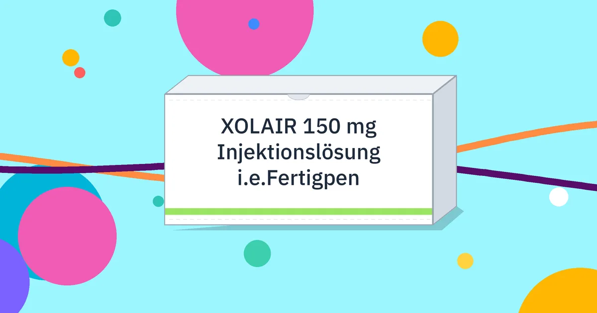 Symbolbild: Packung mit der Aufschrift XOLAIR 150 mg Injektionslösung i.e.Fertigpen (PZN 19792297) – Verfügbarkeit und Bezug in Apotheken in Frankfurt am Main