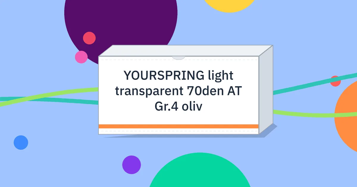 Symbolbild: Packung mit der Aufschrift YOURSPRING light transparent 70den AT Gr.4 oliv (PZN 18056538) – Verfügbarkeit und Bezug in Apotheken in Frankfurt am Main