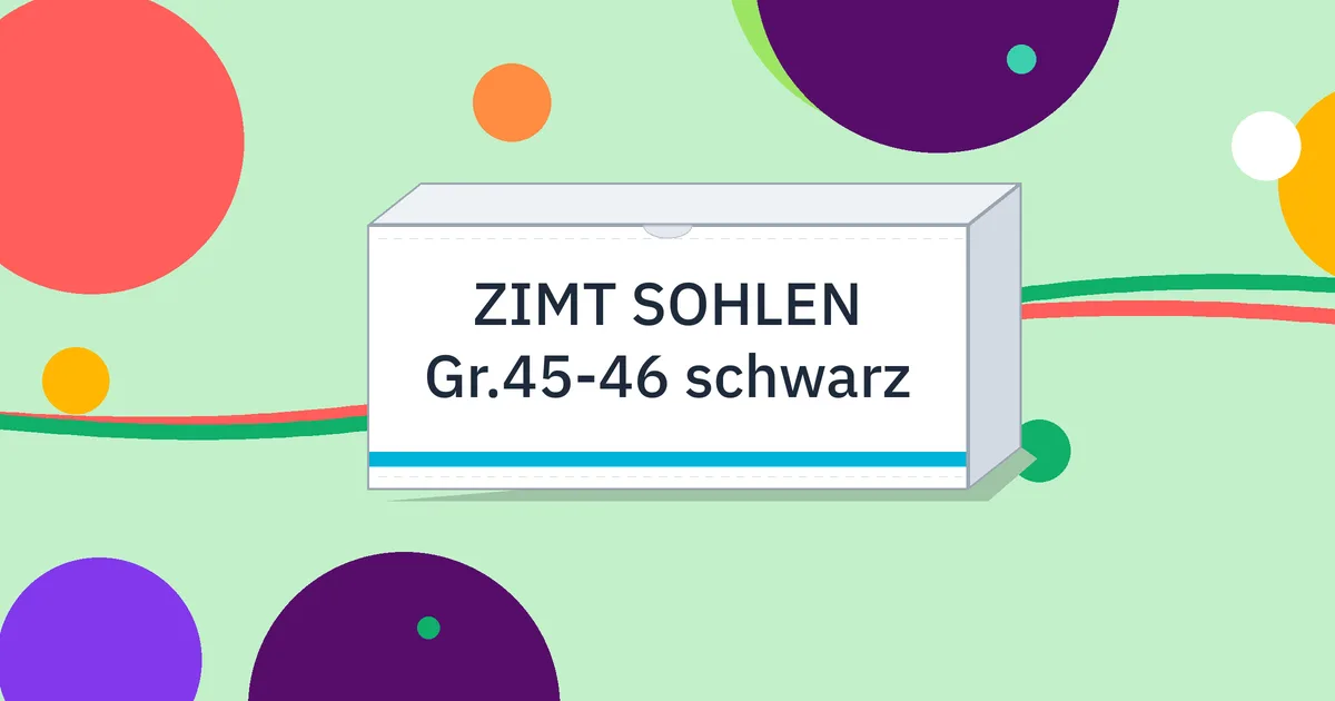 Symbolbild: Packung mit der Aufschrift ZIMT SOHLEN Gr.45-46 schwarz (PZN 10131513) – Verfügbarkeit und Bezug in Apotheken in Frankfurt am Main