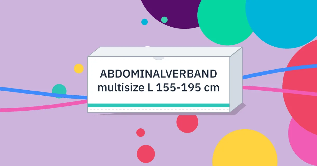 Symbolbild: Packung mit der Aufschrift ABDOMINALVERBAND multisize L 155-195 cm (PZN 18314058) – Verfügbarkeit und Bezug in Apotheken in Frankfurt am Main