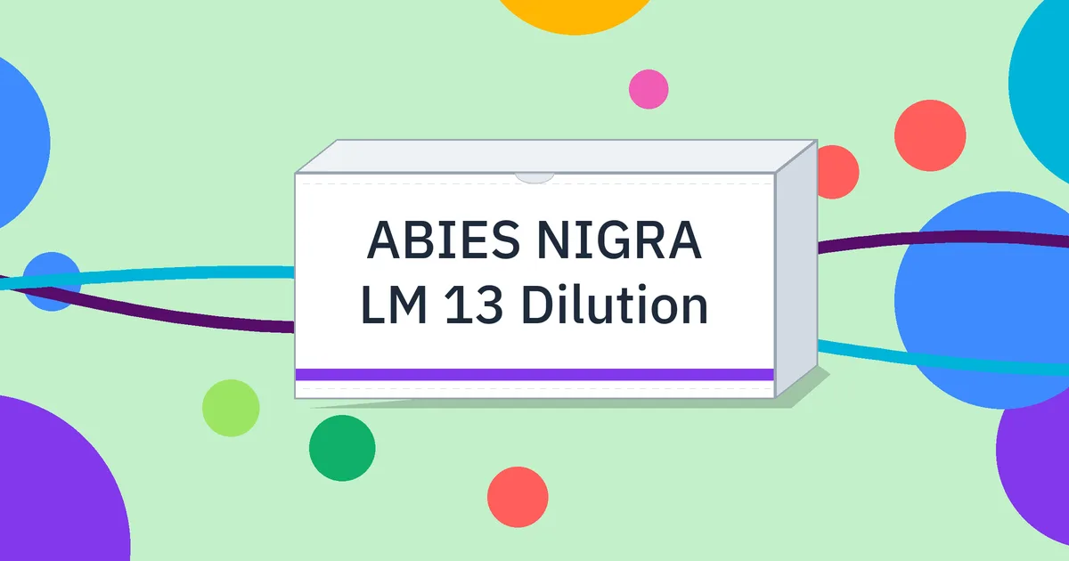 Symbolbild: Packung mit der Aufschrift ABIES NIGRA LM 13 Dilution (PZN 13260435) – Verfügbarkeit und Bezug in Apotheken in Frankfurt am Main