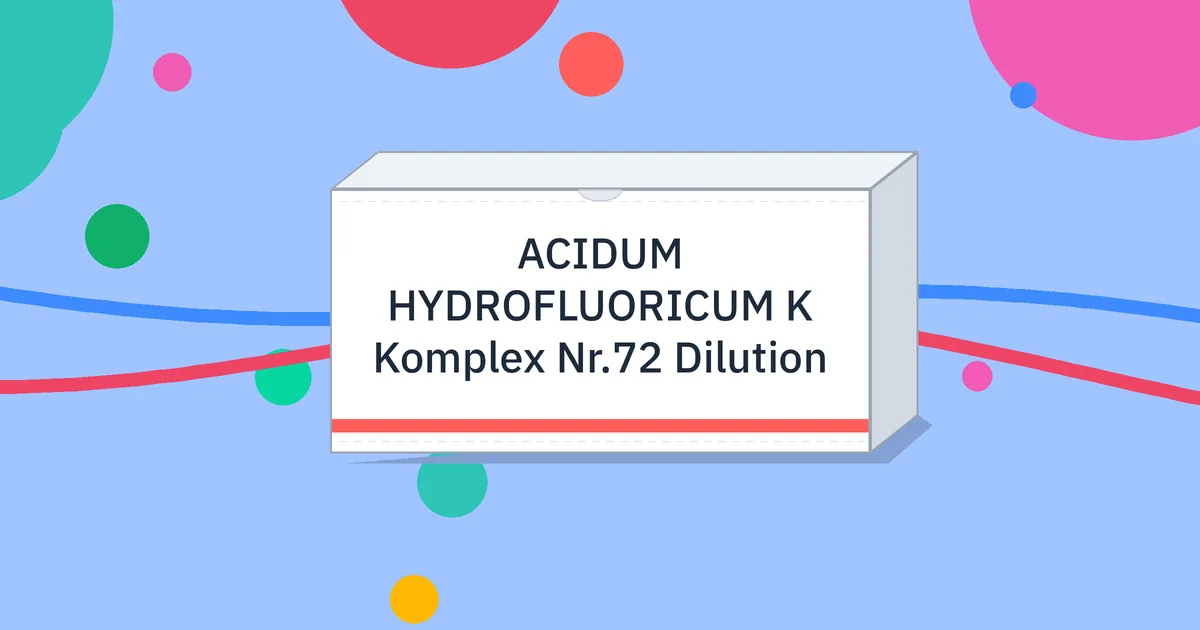 Symbolbild: Packung mit der Aufschrift ACIDUM HYDROFLUORICUM K Komplex Nr.72 Dilution (PZN 08652245) – Verfügbarkeit und Bezug in Apotheken in Frankfurt am Main
