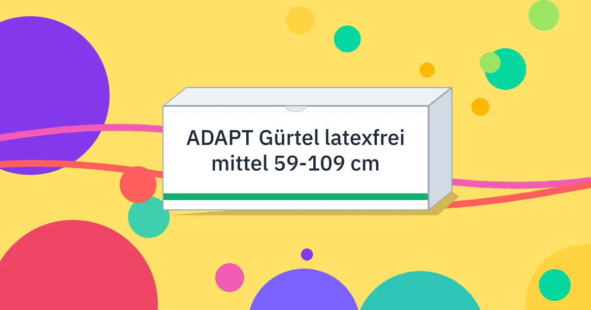 Symbolbild: Packung mit der Aufschrift ADAPT Gürtel latexfrei mittel 59-109 cm (PZN 09297869) – Verfügbarkeit und Bezug in Apotheken in Frankfurt am Main