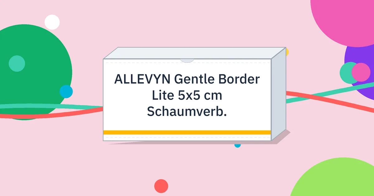 Symbolbild: Packung mit der Aufschrift ALLEVYN Gentle Border Lite 5x5 cm Schaumverb. (PZN 11691763) – Verfügbarkeit und Bezug in Apotheken in Frankfurt am Main