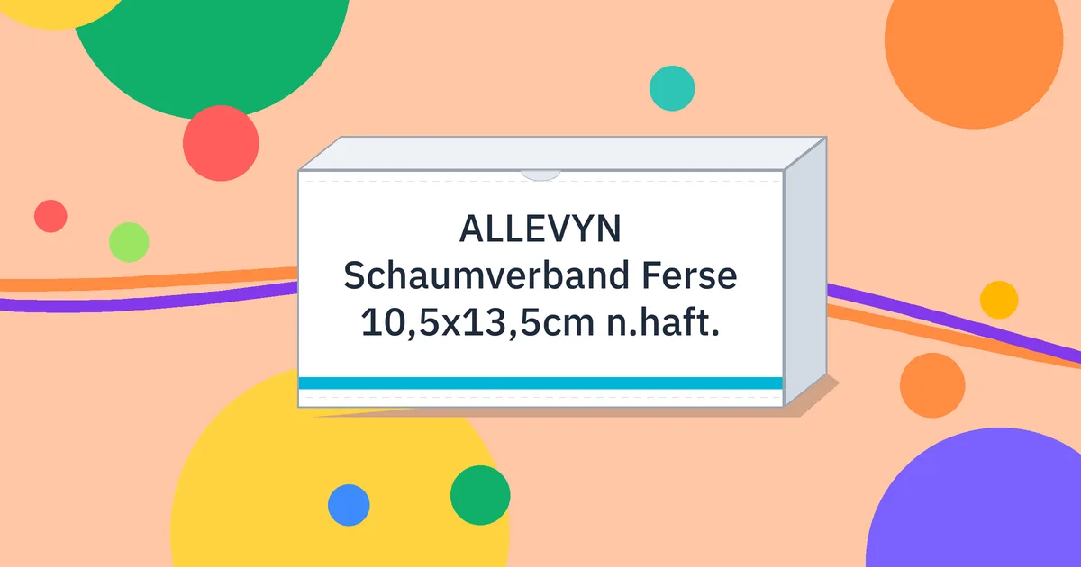 Symbolbild: Packung mit der Aufschrift ALLEVYN Schaumverband Ferse 10,5x13,5cm n.haft. (PZN 13831719) – Verfügbarkeit und Bezug in Apotheken in Frankfurt am Main