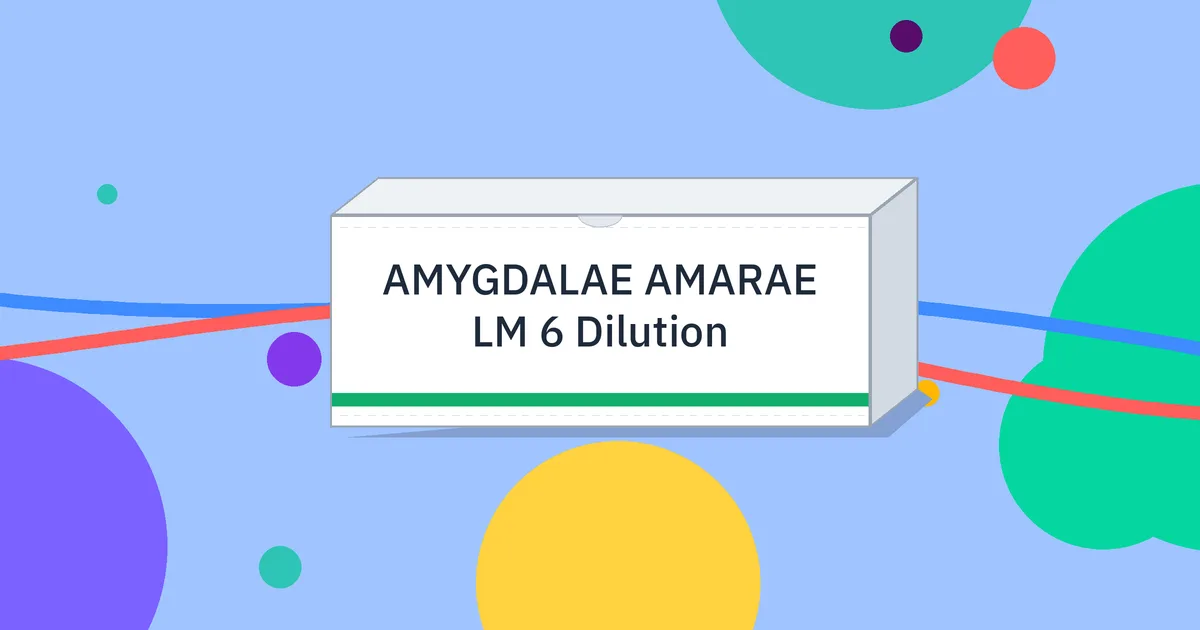 Symbolbild: Packung mit der Aufschrift AMYGDALAE AMARAE LM 6 Dilution (PZN 13325494) – Verfügbarkeit und Bezug in Apotheken in Frankfurt am Main
