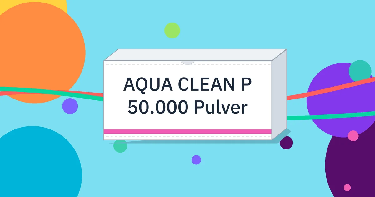 Symbolbild: Packung mit der Aufschrift AQUA CLEAN P 50.000 Pulver (PZN 02237663) – Verfügbarkeit und Bezug in Apotheken in Frankfurt am Main