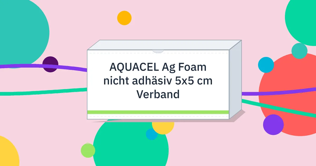 Symbolbild: Packung mit der Aufschrift AQUACEL Ag Foam nicht adhäsiv 5x5 cm Verband (PZN 12519204) – Verfügbarkeit und Bezug in Apotheken in Frankfurt am Main