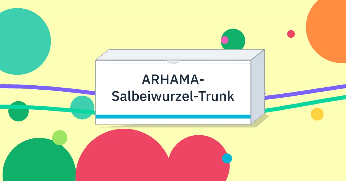 Symbolbild: Packung mit der Aufschrift ARHAMA-Salbeiwurzel-Trunk (PZN 16804309) – Verfügbarkeit und Bezug in Apotheken in Frankfurt am Main