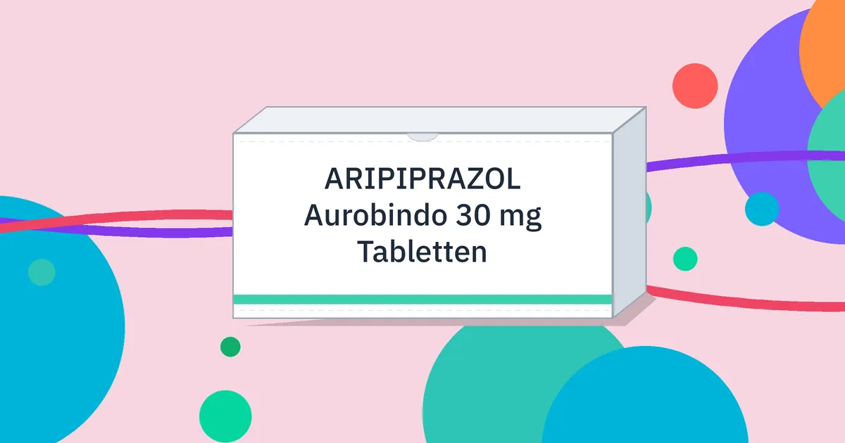 Symbolbild: Packung mit der Aufschrift ARIPIPRAZOL Aurobindo 30 mg Tabletten (PZN 18707585) – Verfügbarkeit und Bezug in Apotheken in Frankfurt am Main