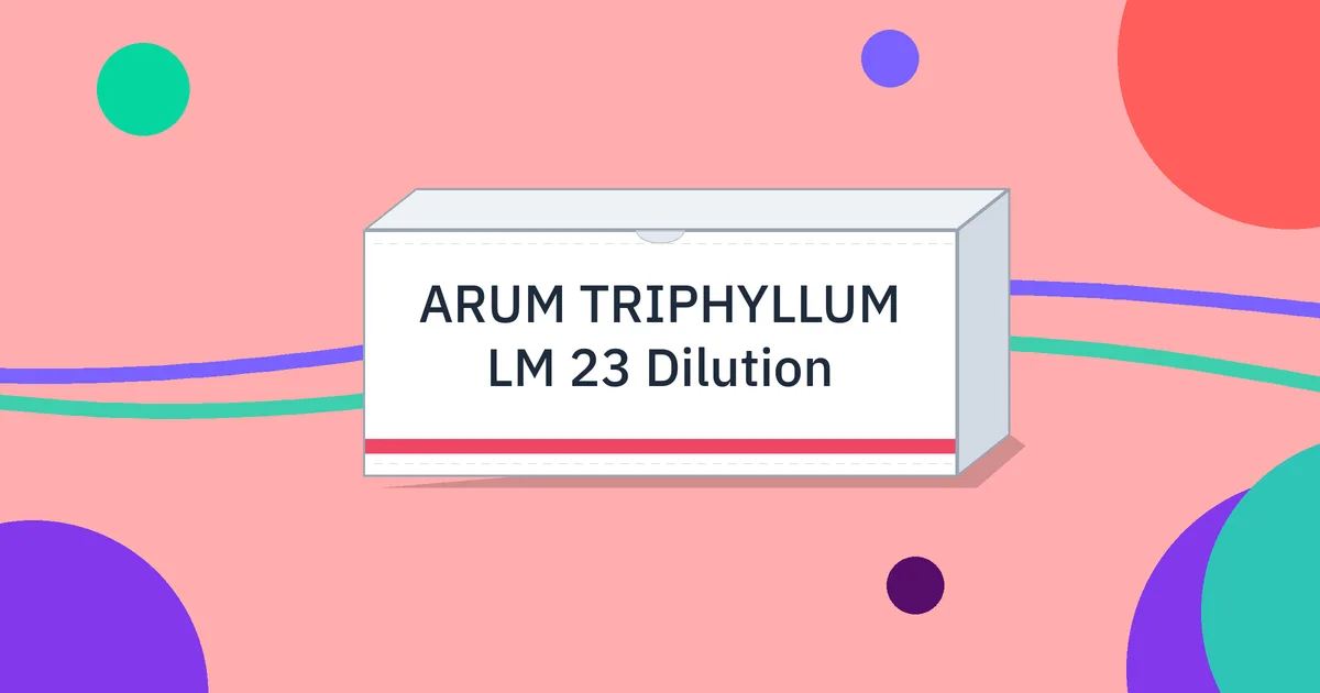 Symbolbild: Packung mit der Aufschrift ARUM TRIPHYLLUM LM 23 Dilution (PZN 12780807) – Verfügbarkeit und Bezug in Apotheken in Frankfurt am Main