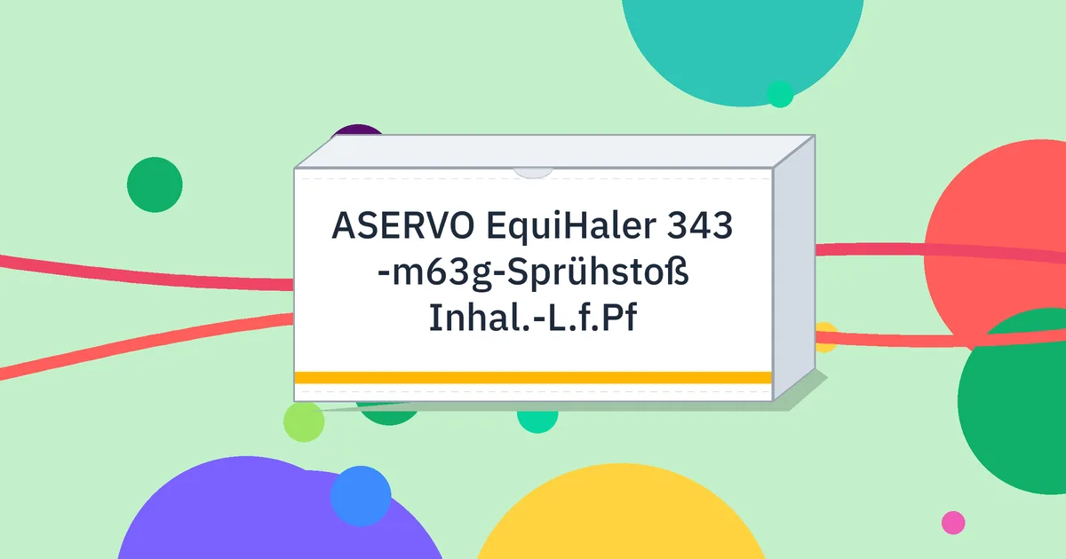 Symbolbild: Packung mit der Aufschrift ASERVO EquiHaler 343 -m63g-Sprühstoß Inhal.-L.f.Pf (PZN 16808891) – Verfügbarkeit und Bezug in Apotheken in Frankfurt am Main