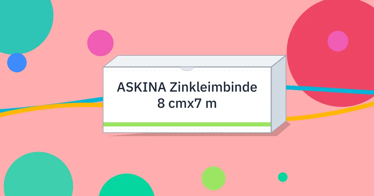 Symbolbild: Packung mit der Aufschrift ASKINA Zinkleimbinde 8 cmx7 m (PZN 16001786) – Verfügbarkeit und Bezug in Apotheken in Frankfurt am Main
