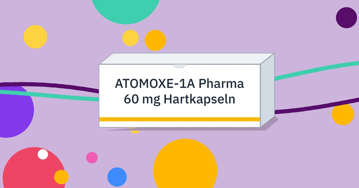 Symbolbild: Packung mit der Aufschrift ATOMOXE-1A Pharma 60 mg Hartkapseln (PZN 14352487) – Verfügbarkeit und Bezug in Apotheken in Frankfurt am Main