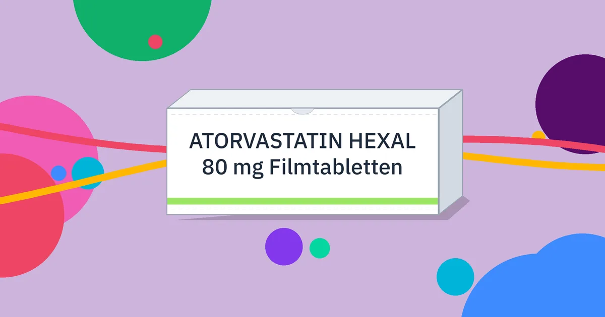 Symbolbild: Packung mit der Aufschrift ATORVASTATIN HEXAL 80 mg Filmtabletten (PZN 09122733) – Verfügbarkeit und Bezug in Apotheken in Frankfurt am Main