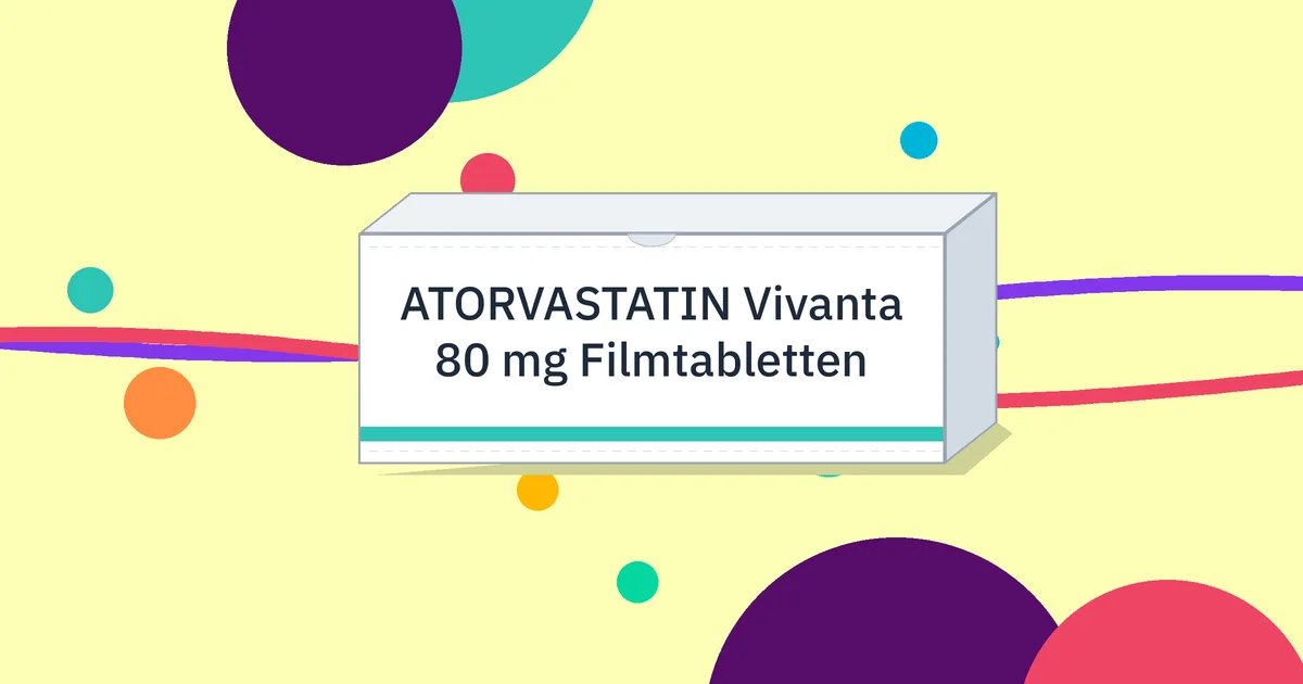 Symbolbild: Packung mit der Aufschrift ATORVASTATIN Vivanta 80 mg Filmtabletten (PZN 16663458) – Verfügbarkeit und Bezug in Apotheken in Frankfurt am Main