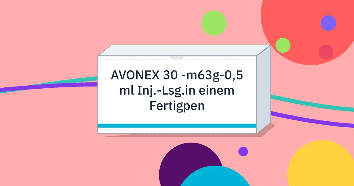 Symbolbild: Packung mit der Aufschrift AVONEX 30 -m63g-0,5 ml Inj.-Lsg.in einem Fertigpen (PZN 16875580) – Verfügbarkeit und Bezug in Apotheken in Frankfurt am Main