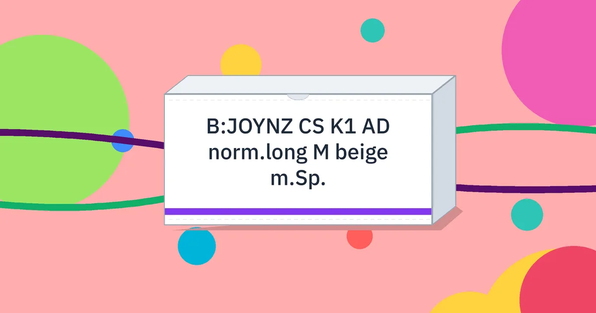 Symbolbild: Packung mit der Aufschrift B:JOYNZ CS K1 AD norm.long M beige m.Sp. (PZN 20527614) – Verfügbarkeit und Bezug in Apotheken in Frankfurt am Main