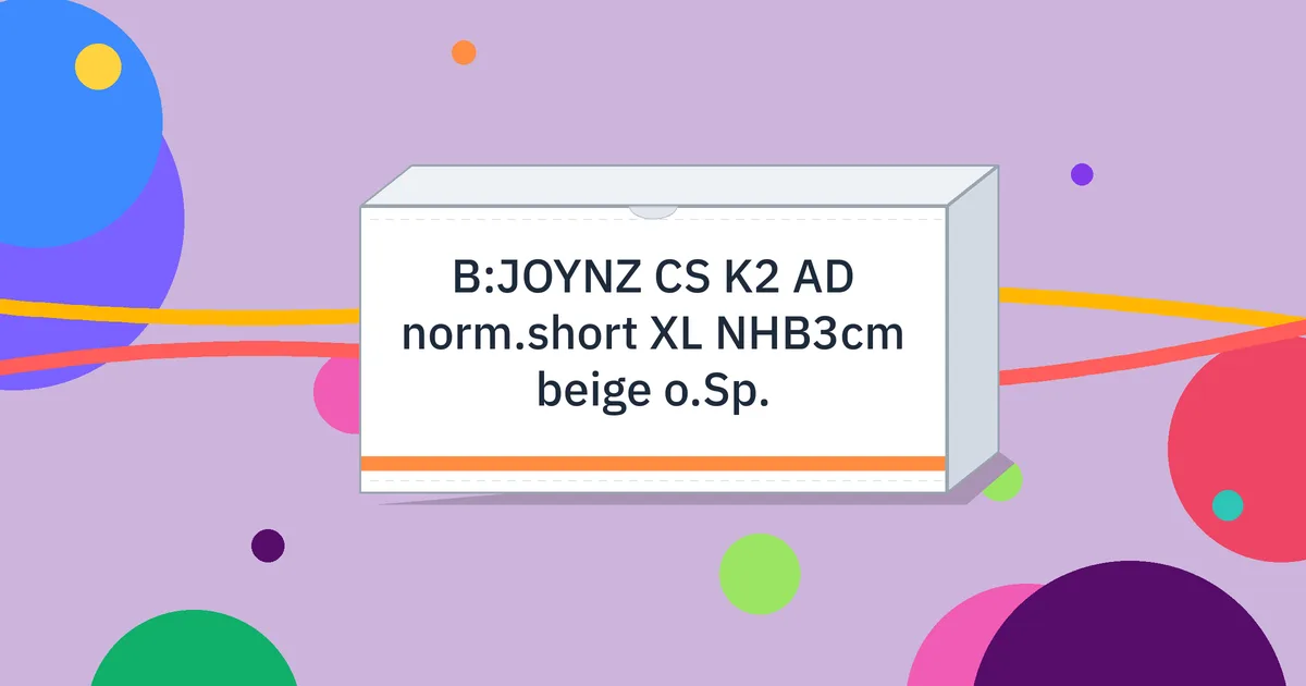 Symbolbild: Packung mit der Aufschrift B:JOYNZ CS K2 AD norm.short XL NHB3cm beige o.Sp. (PZN 20530585) – Verfügbarkeit und Bezug in Apotheken in Frankfurt am Main