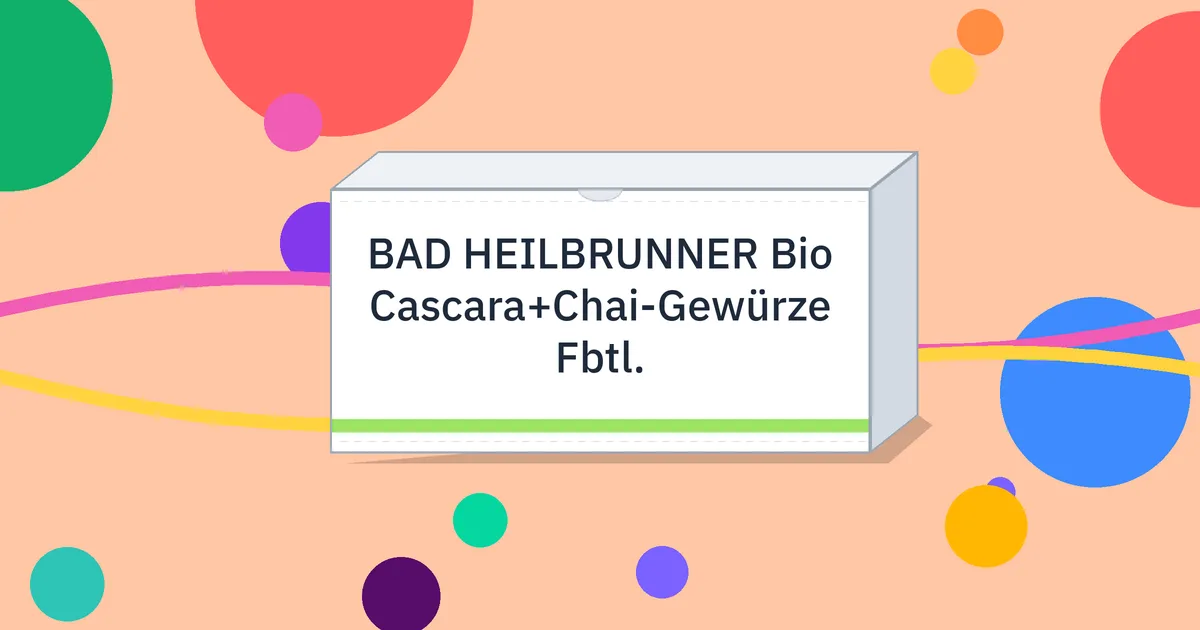 Symbolbild: Packung mit der Aufschrift BAD HEILBRUNNER Bio Cascara+Chai-Gewürze Fbtl. (PZN 18455416) – Verfügbarkeit und Bezug in Apotheken in Frankfurt am Main