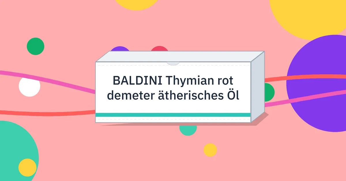Symbolbild: Packung mit der Aufschrift BALDINI Thymian rot demeter ätherisches Öl (PZN 18110551) – Verfügbarkeit und Bezug in Apotheken in Frankfurt am Main