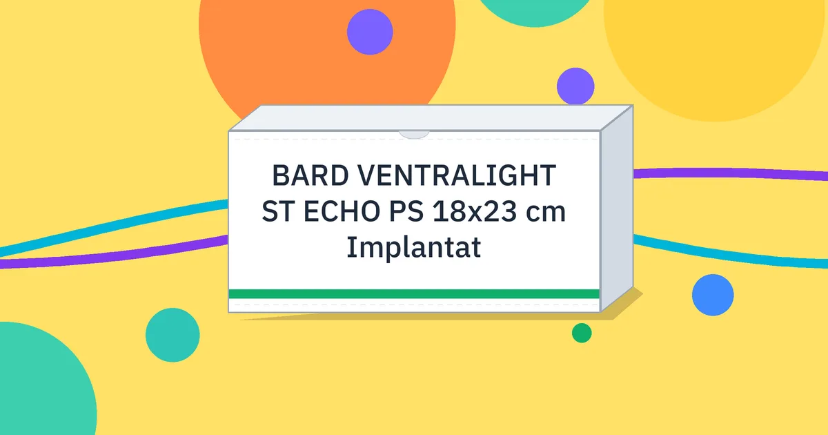 Symbolbild: Packung mit der Aufschrift BARD VENTRALIGHT ST ECHO PS 18x23 cm Implantat (PZN 04016179) – Verfügbarkeit und Bezug in Apotheken in Frankfurt am Main