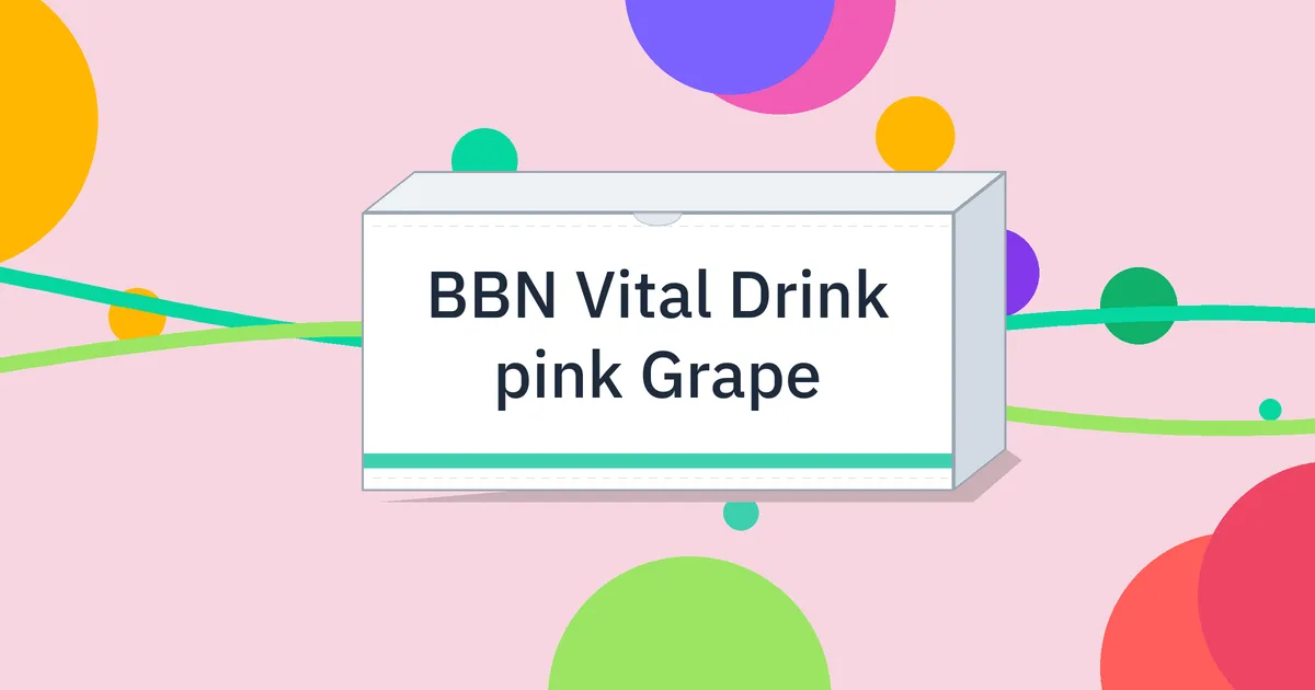 Symbolbild: Packung mit der Aufschrift BBN Vital Drink pink Grape (PZN 16396129) – Verfügbarkeit und Bezug in Apotheken in Frankfurt am Main