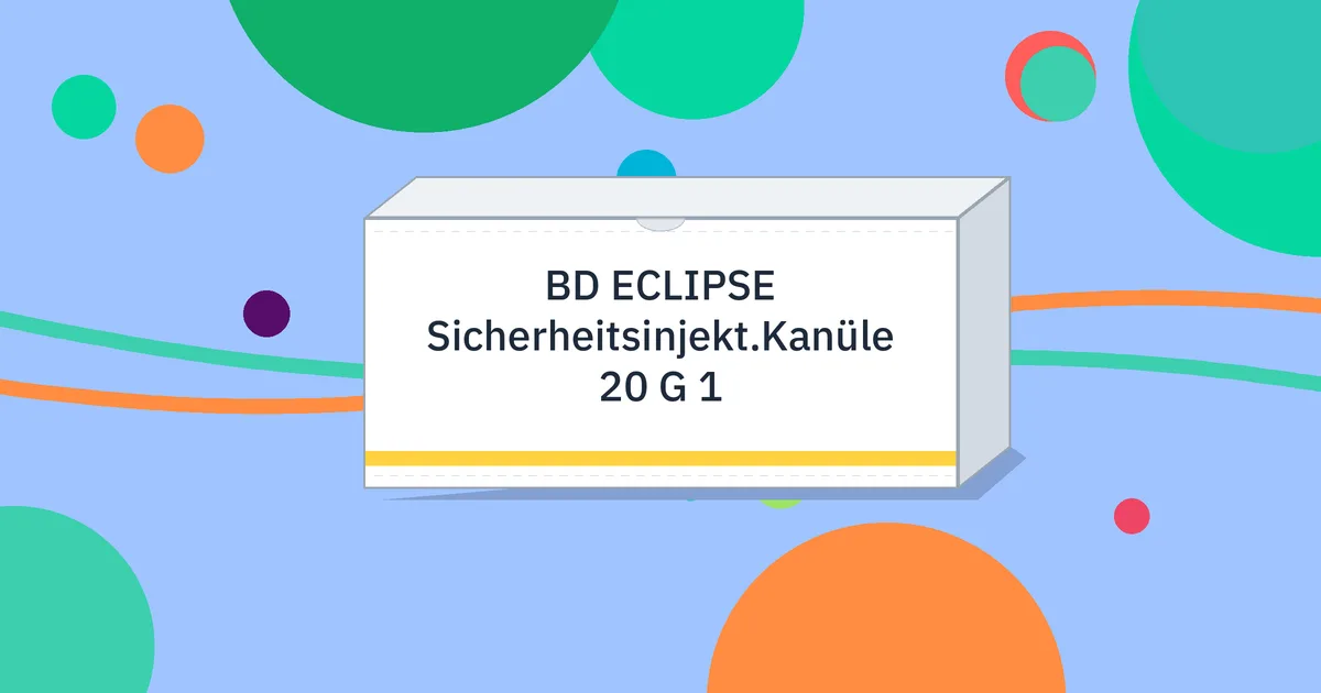 Symbolbild: Packung mit der Aufschrift BD ECLIPSE Sicherheitsinjekt.Kanüle 20 G 1 (PZN 05012137) – Verfügbarkeit und Bezug in Apotheken in Frankfurt am Main