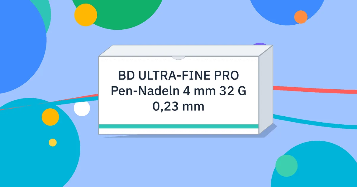 Symbolbild: Packung mit der Aufschrift BD ULTRA-FINE PRO Pen-Nadeln 4 mm 32 G 0,23 mm (PZN 17481877) – Verfügbarkeit und Bezug in Apotheken in Frankfurt am Main