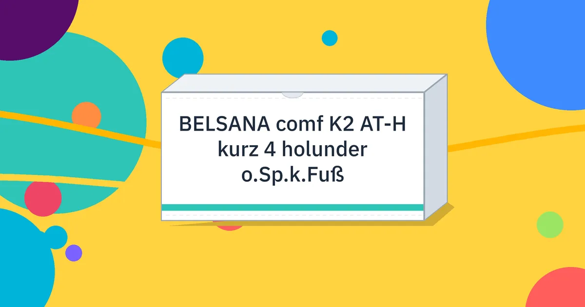 Symbolbild: Packung mit der Aufschrift BELSANA comf K2 AT-H kurz 4 holunder o.Sp.k.Fuß (PZN 12330180) – Verfügbarkeit und Bezug in Apotheken in Frankfurt am Main