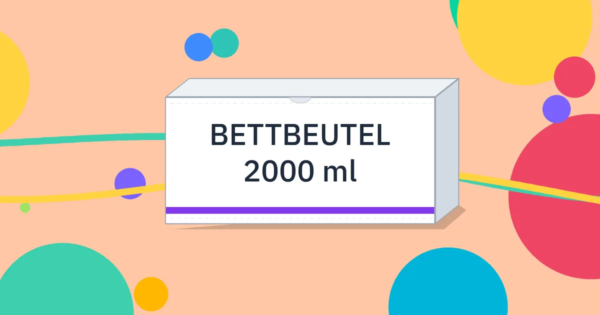 Symbolbild: Packung mit der Aufschrift BETTBEUTEL 2000 ml (PZN 04428568) – Verfügbarkeit und Bezug in Apotheken in Frankfurt am Main