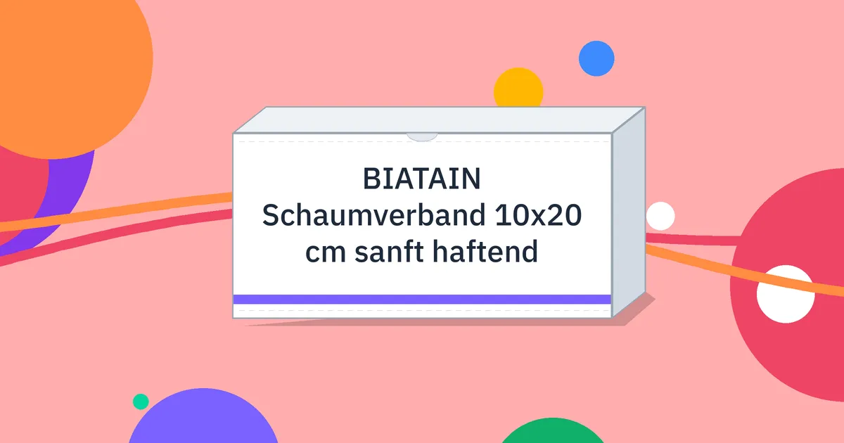Symbolbild: Packung mit der Aufschrift BIATAIN Schaumverband 10x20 cm sanft haftend (PZN 17433418) – Verfügbarkeit und Bezug in Apotheken in Frankfurt am Main