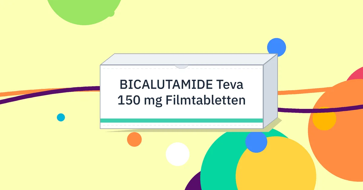 Symbolbild: Packung mit der Aufschrift BICALUTAMIDE Teva 150 mg Filmtabletten (PZN 17602097) – Verfügbarkeit und Bezug in Apotheken in Frankfurt am Main