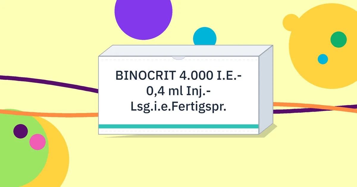 Symbolbild: Packung mit der Aufschrift BINOCRIT 4.000 I.E.-0,4 ml Inj.-Lsg.i.e.Fertigspr. (PZN 17441731) – Verfügbarkeit und Bezug in Apotheken in Frankfurt am Main